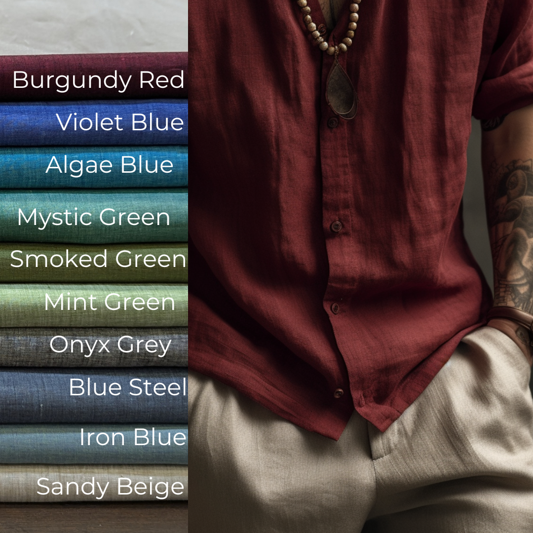 Mens Linen Shirt EMBER in Red
