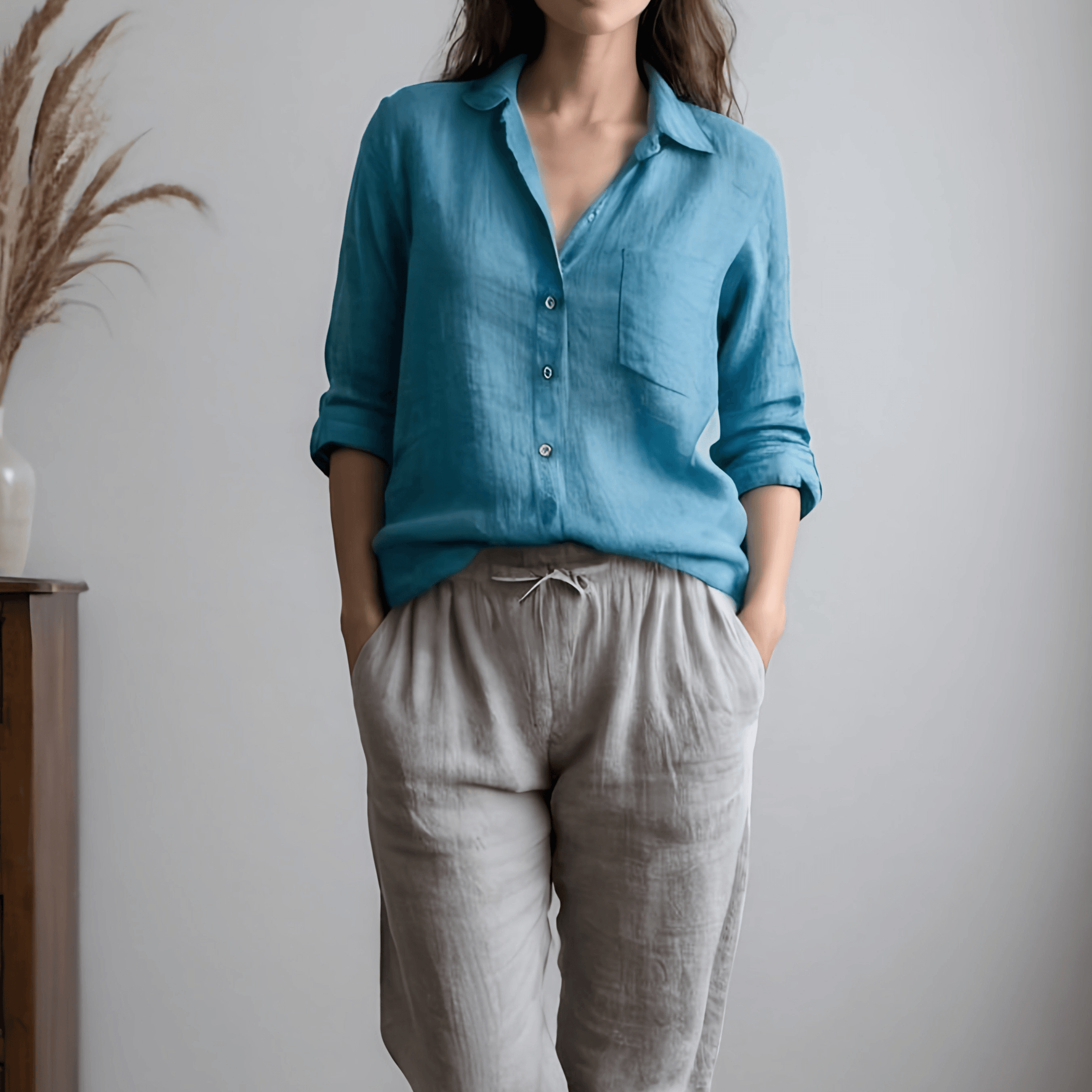 Women's Linen shirt HARBOR in Blue | OrganoLinen